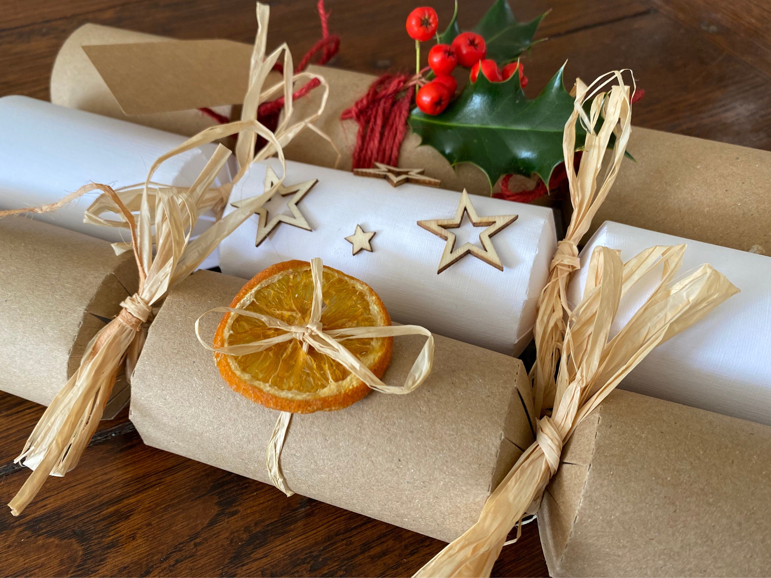 DIY Plastic Free Christmas Cracker Kit, Kraft Brown or White With Gold ...