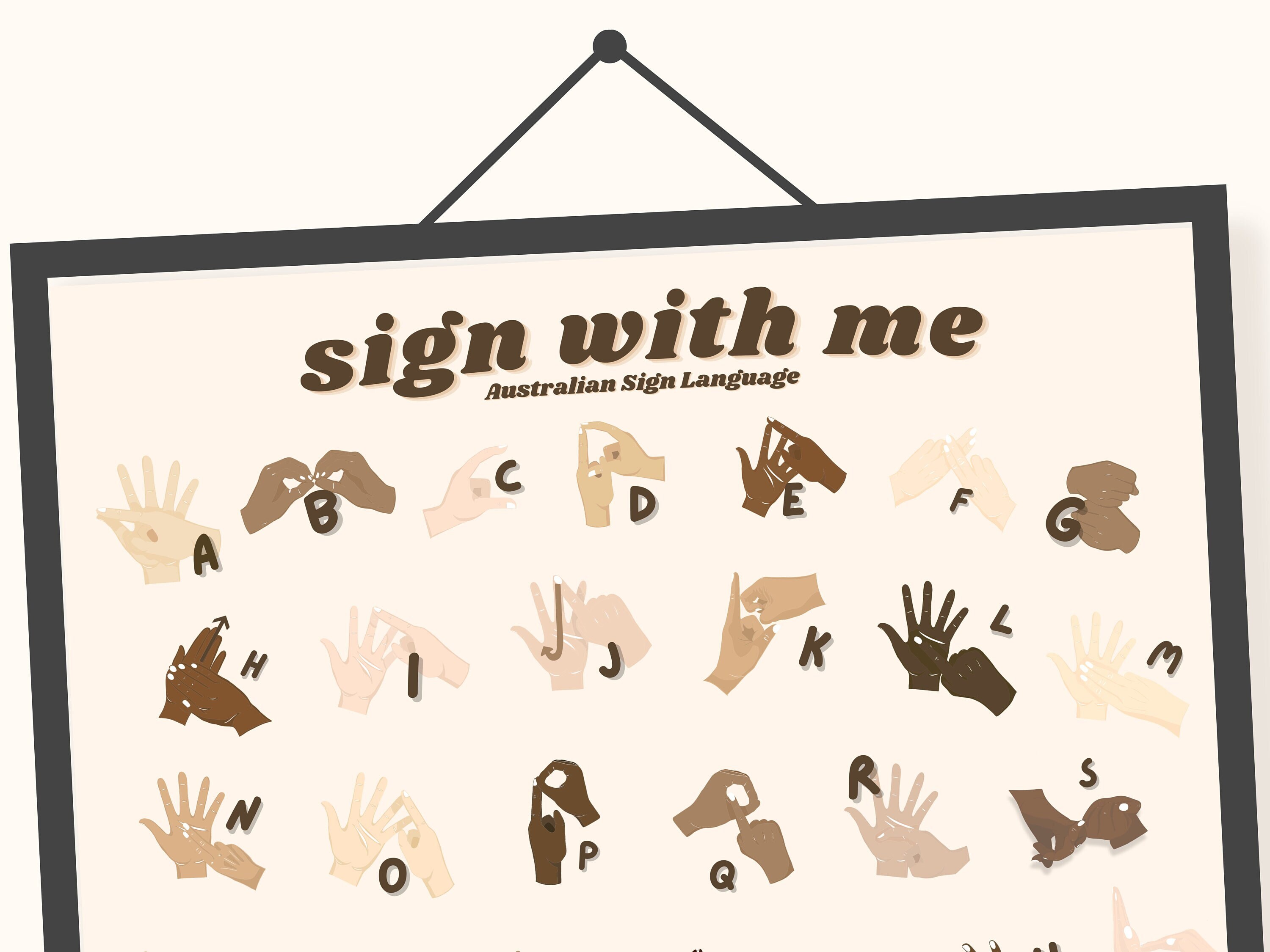 Australian Sign Language Poster for Kids & Adults - Etsy Australia