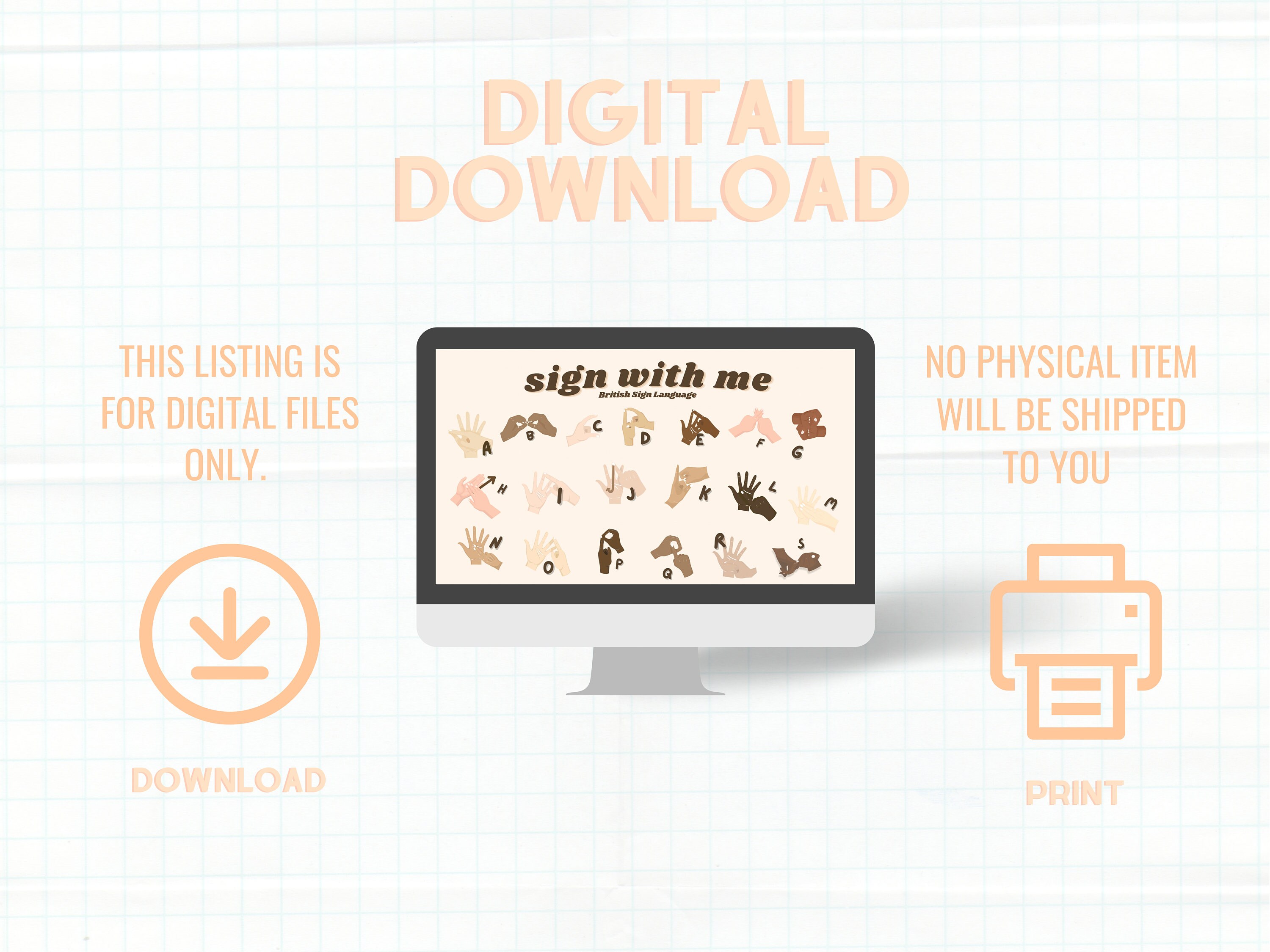 British Sign Language Poster for Kids & Adults | Educational BSL Print ...