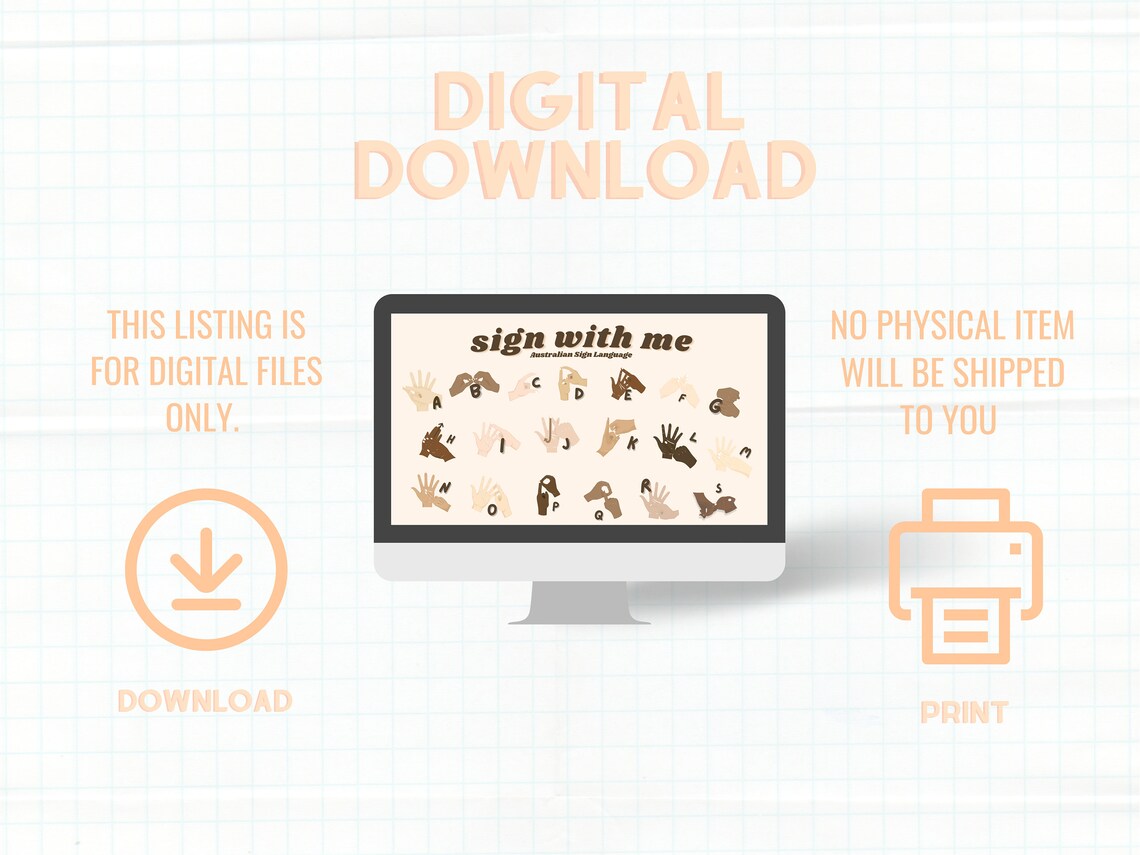 Australian Sign Language Poster for Kids & Adults | Educational AUSLAN ...