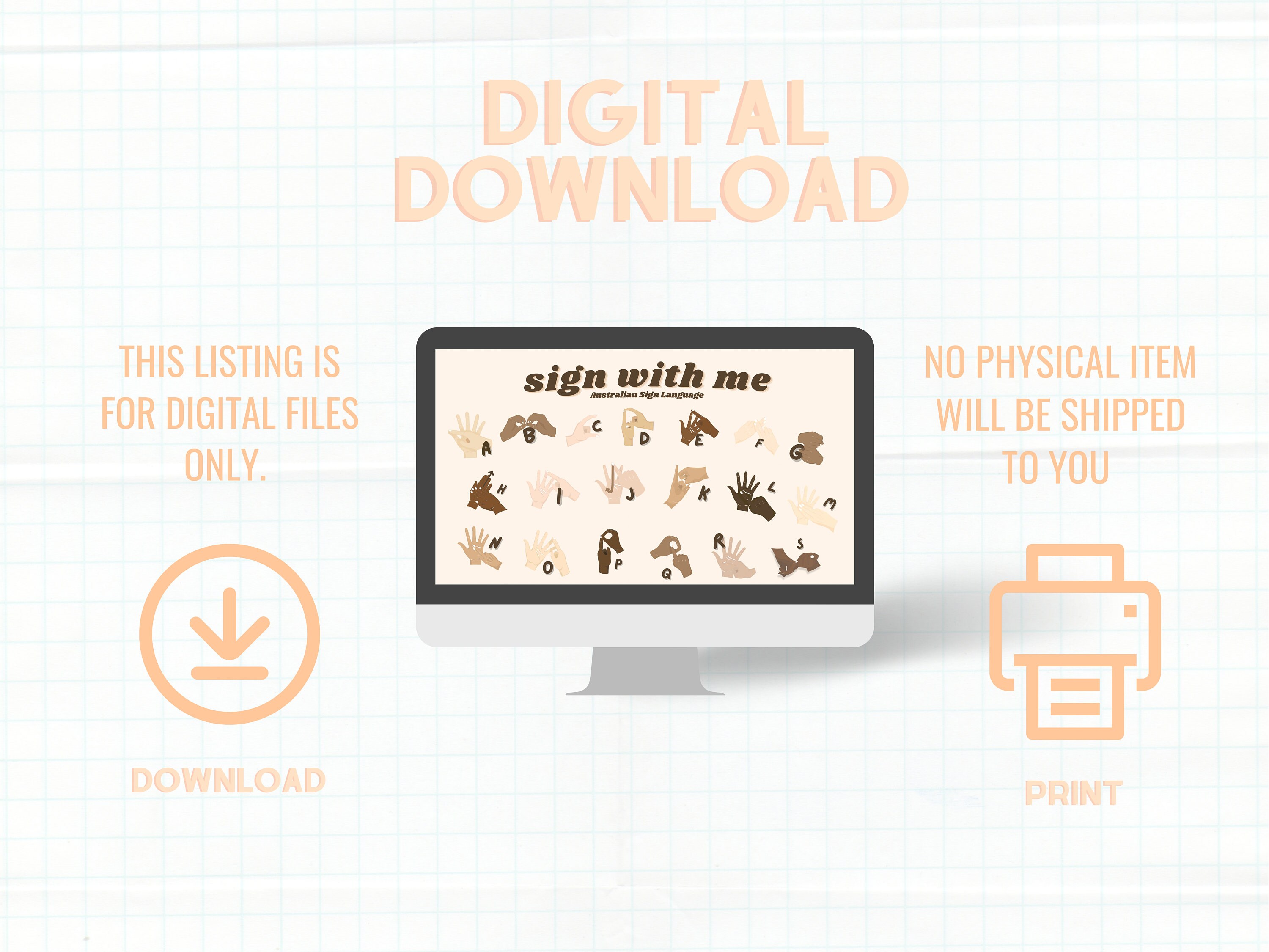 Australian Sign Language Poster for Kids & Adults | Educational AUSLAN ...