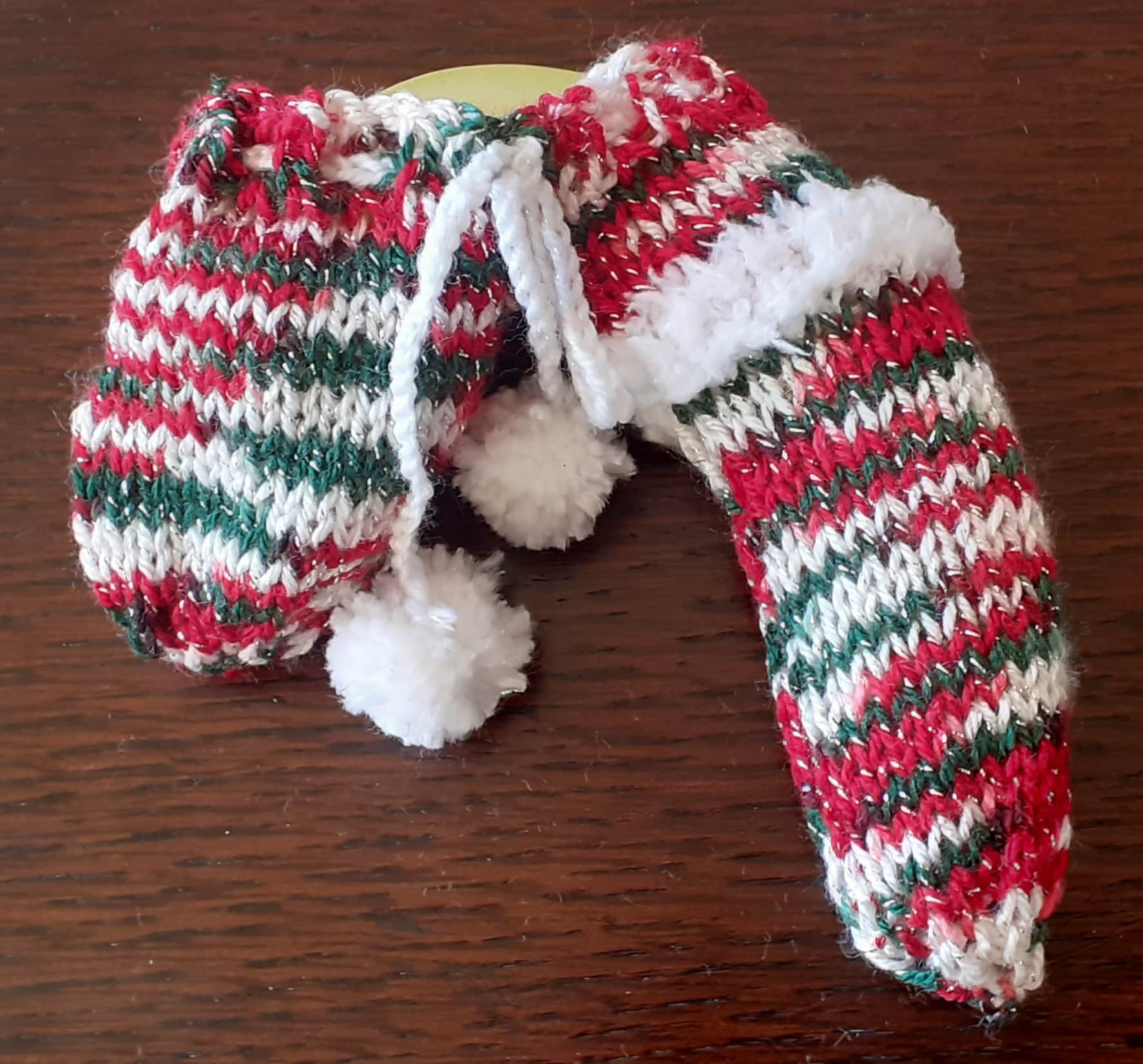Handmade Knitted Christmas Sparkle Sausage Sock/willy Warmer With Soft ...
