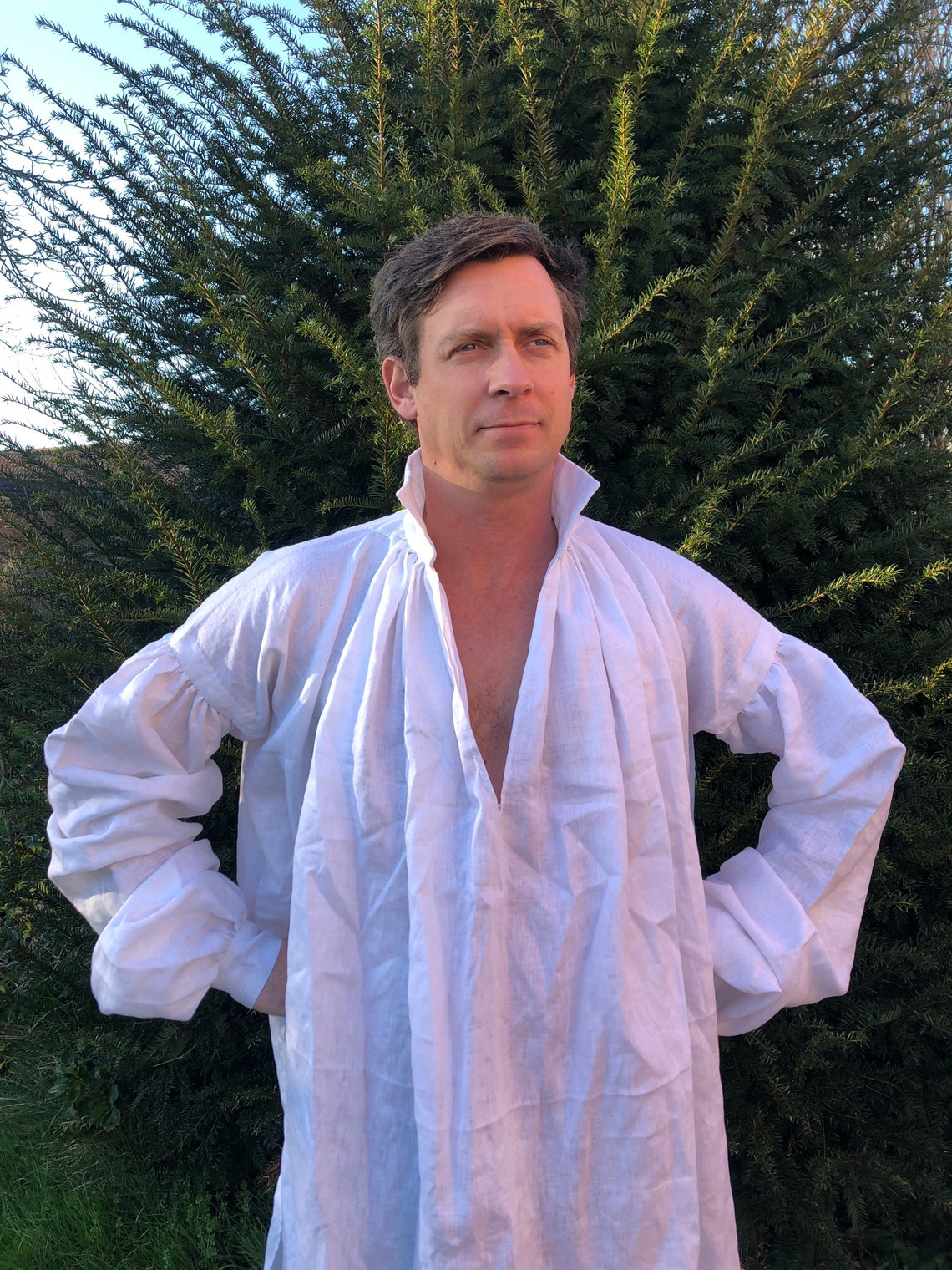 Mens 18th Century Shirt in White Linen. Hand Sewn - Etsy