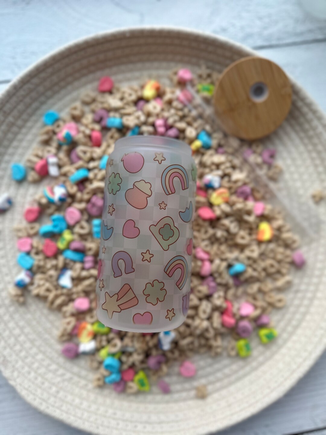 Lucky Charms St Patricks Day Glass Can | St Patricks Glass Can | St ...