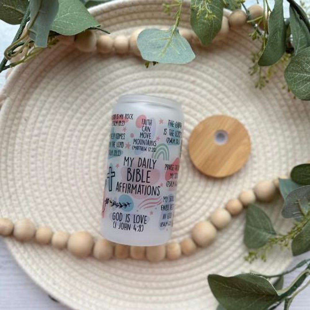 Bible Affirmations Glass Cup | Cute Religious Cup | Religious Gift ...