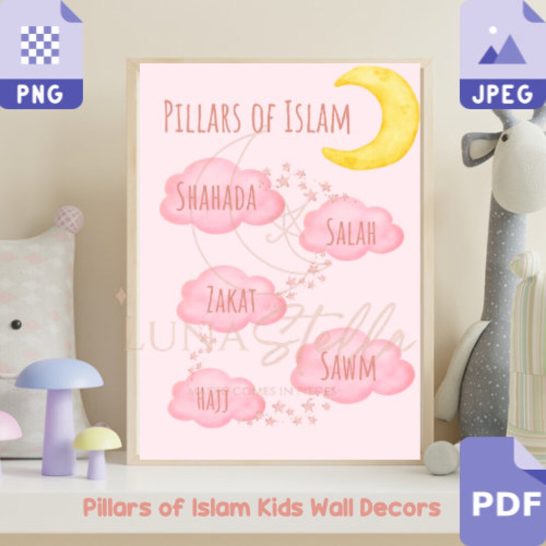 5 Pillars of Islam | Islamic Kids Print | Children Wall Art | Eid Gift ...