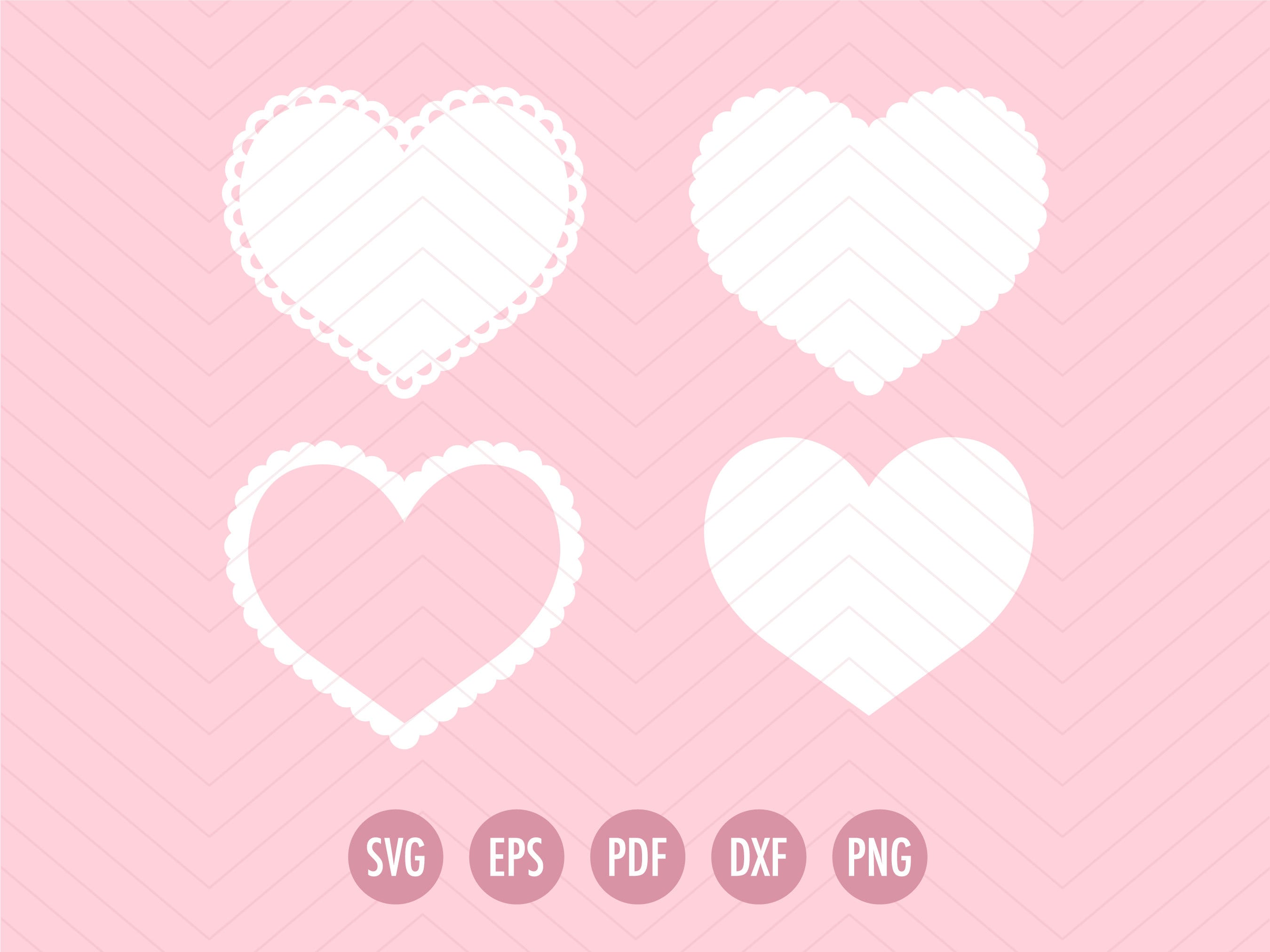 Simple and Scallop Hearts Cut File for Valentines Day. Works With ...