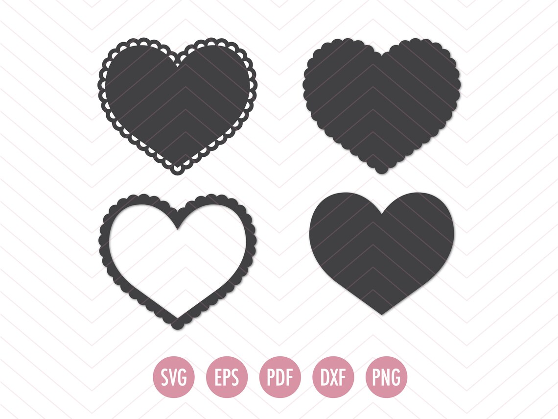 Simple and Scallop Hearts Cut File for Valentines Day. Works With ...