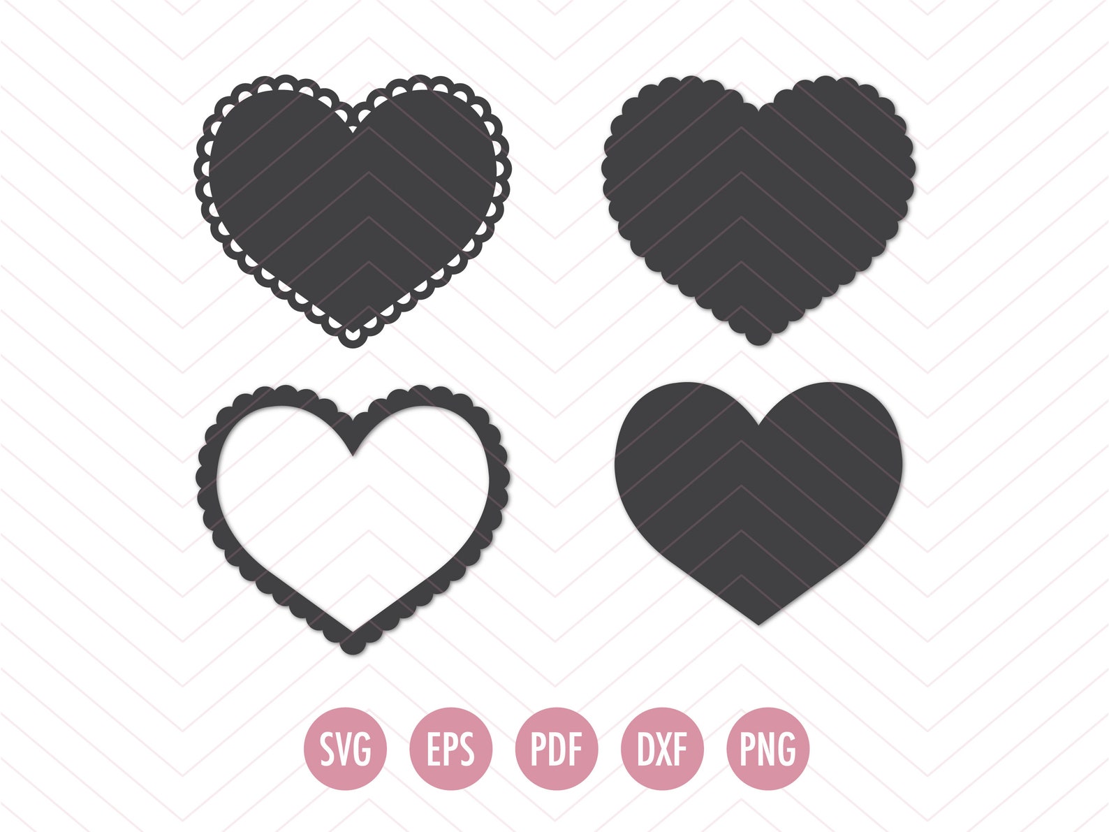 Simple and Scallop Hearts Cut File for Valentines Day. Works With ...