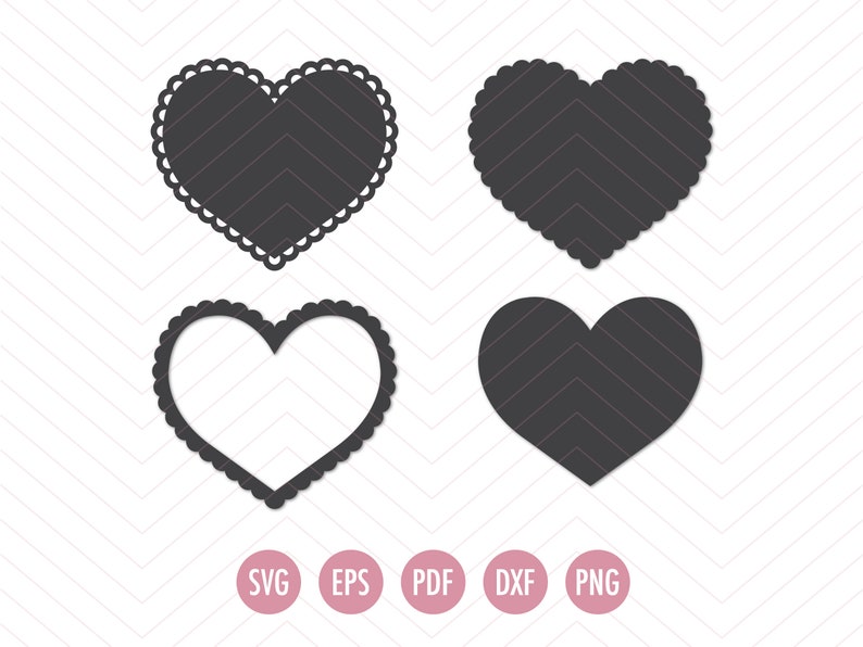 Simple and Scallop Hearts Cut File for Valentines Day. Works With ...