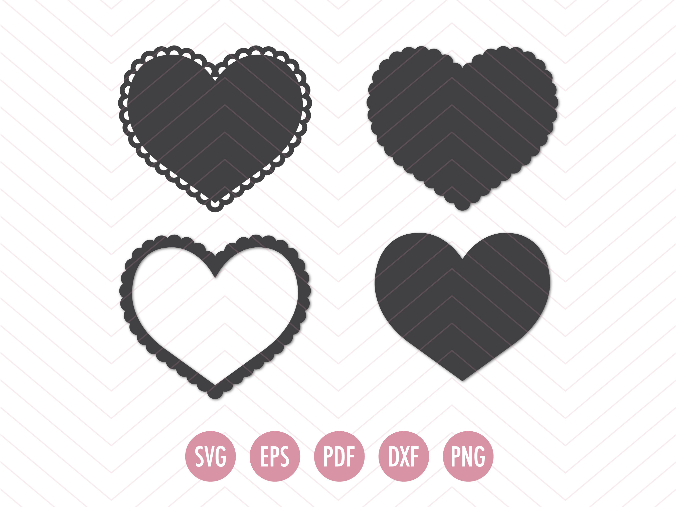 Simple and Scallop Hearts Cut File for Valentines Day. Works With ...