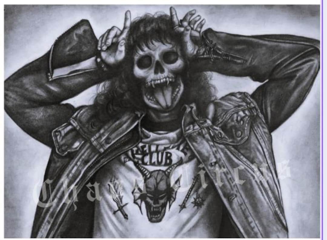 Eddie Munson Art Print Graphite Drawing Stranger Things 8 by 10 Inches ...