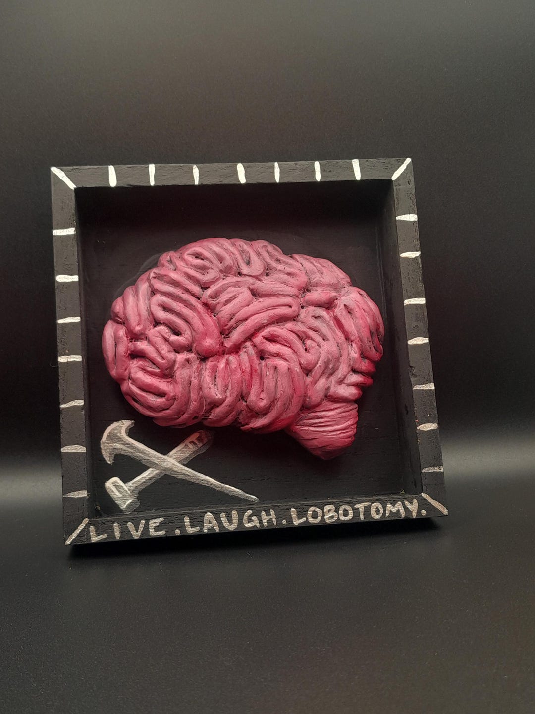 3D Live Laugh Lobotomy Brain Sculpture Funny Dark Humor Sign Wall Decor ...