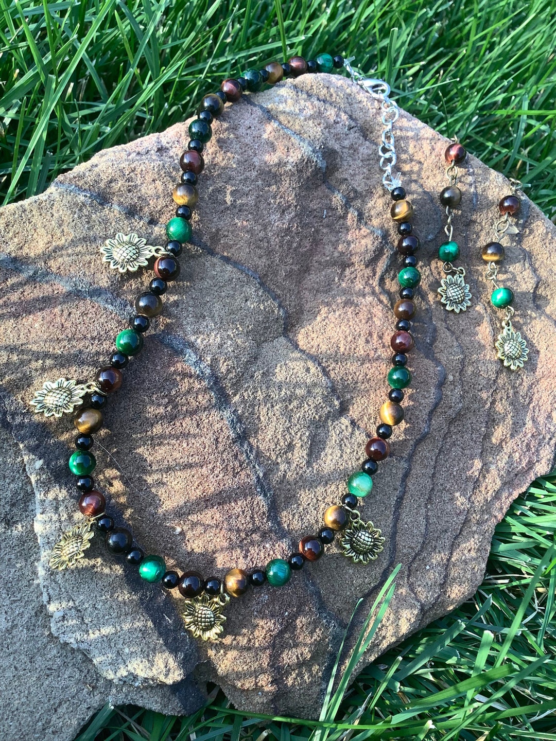 Sunflower Tigers Eye Set W/black Onyx - Etsy