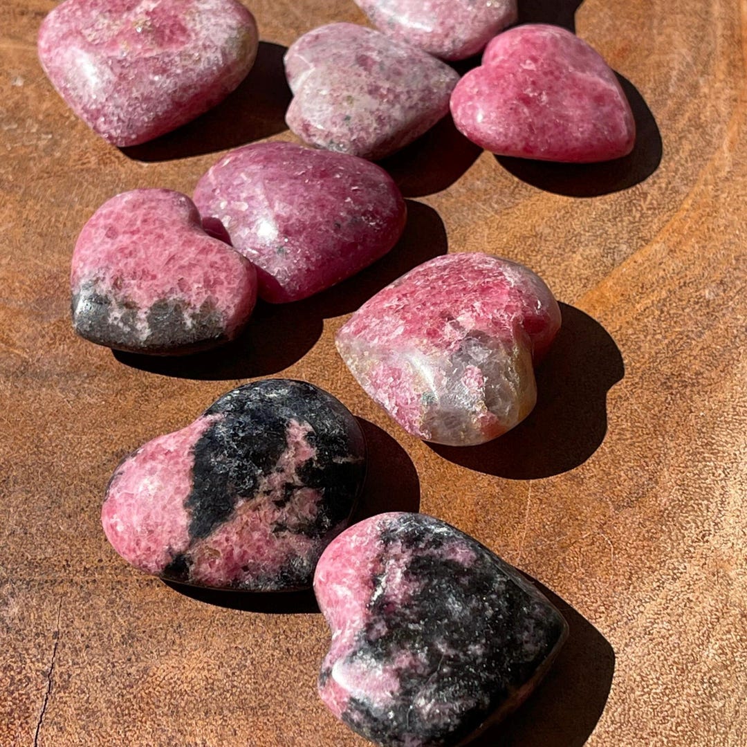 Rhodonite Crystal Heart - Etsy