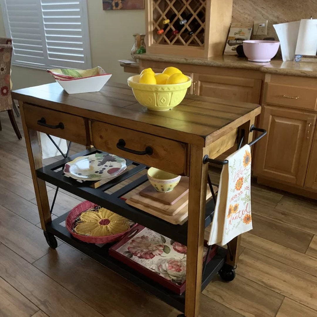 Farmhouse Kitchen Island Solid Hardwood Kitchen Cart Kitchen - Etsy Canada