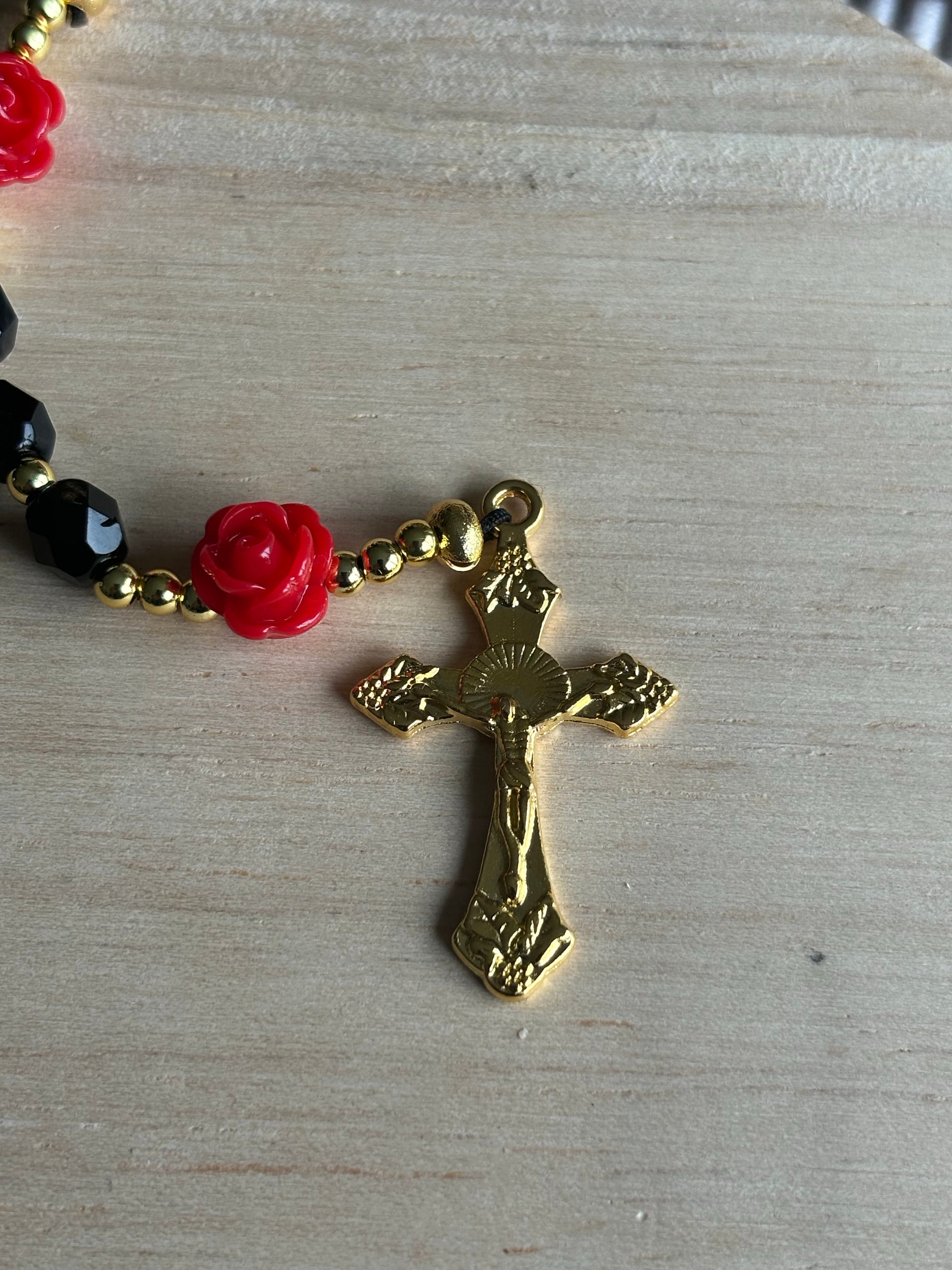 Christian Rosary, Christian Rosary, Black Bead Rosary, Red Rose Rosary ...