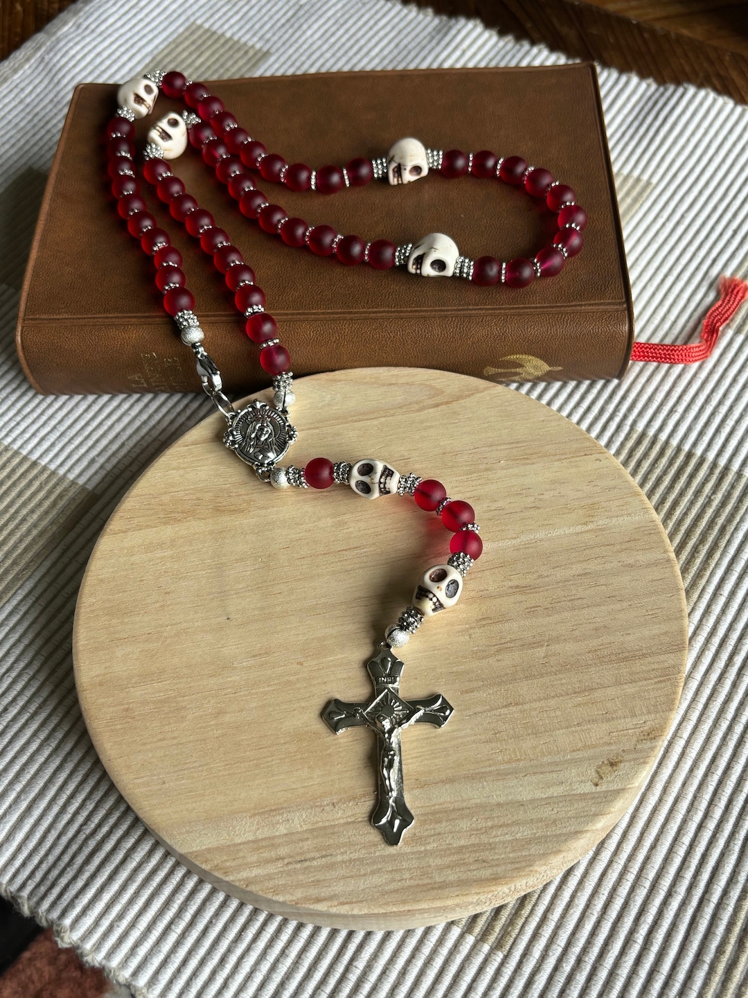 Christian Rosary, Christian Rosary, Ivory Red Rosary, Skull Rosary ...