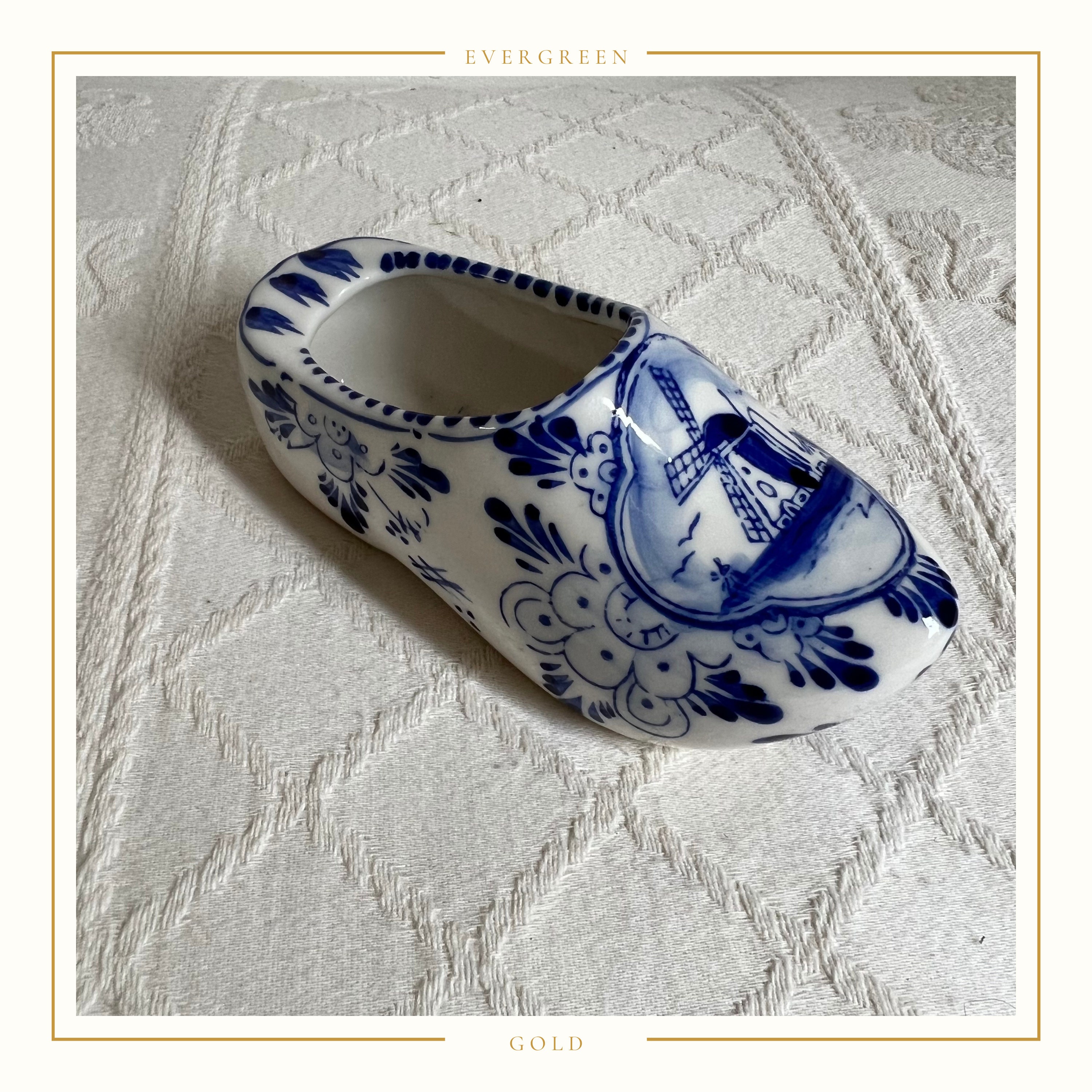 Pretty Vintage Delfts Style Printed and Hand Painted Clog - Etsy