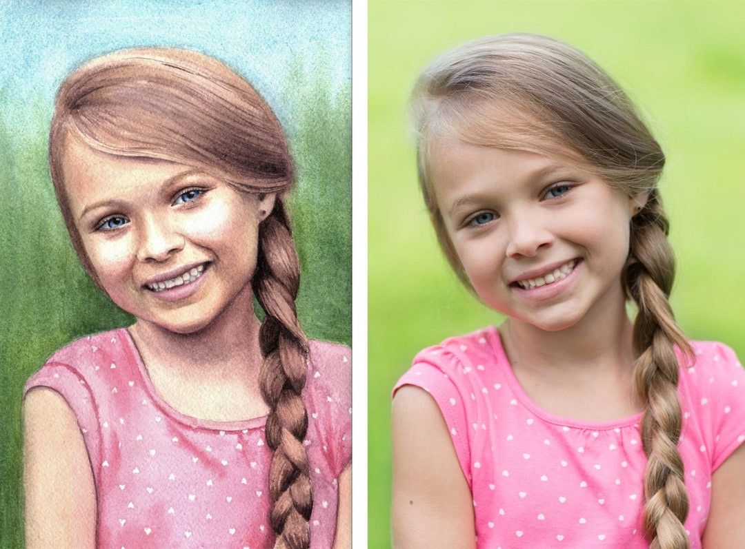 Hand Painted Custom Watercolor Portrait - Painting From Photo - Etsy
