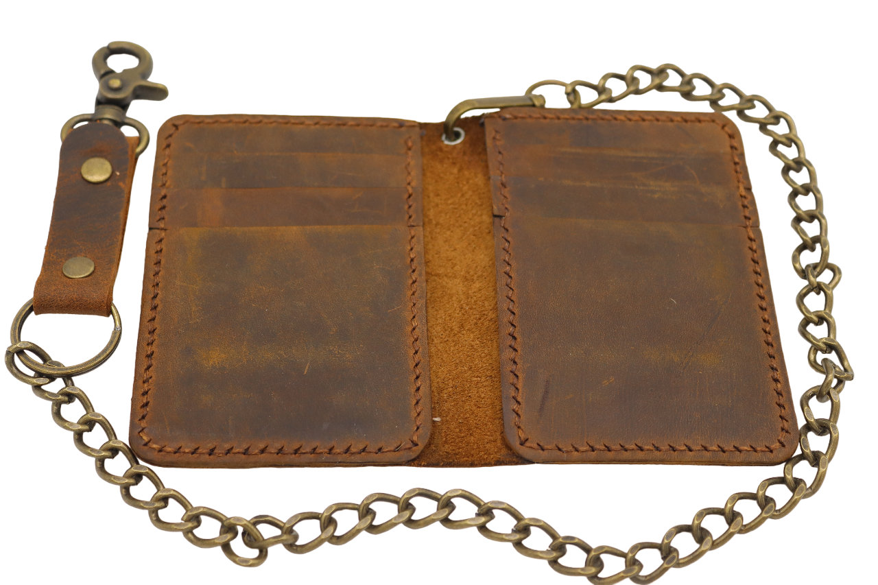 Personalized Leather Chain Wallet,leather Wallet With Chain,black ...