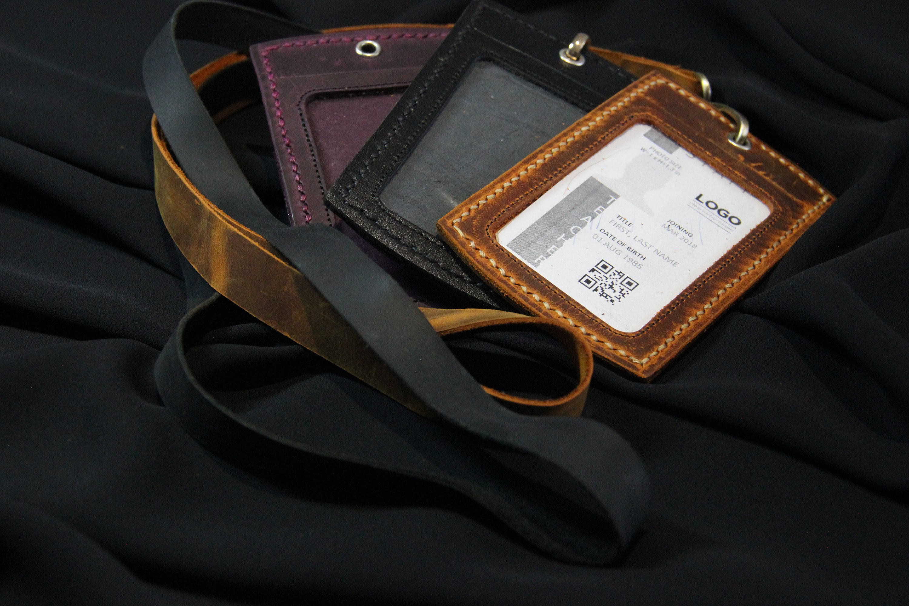 Personalized Leather Id Card Holder With Lanyard,custom Lanyard Card ...