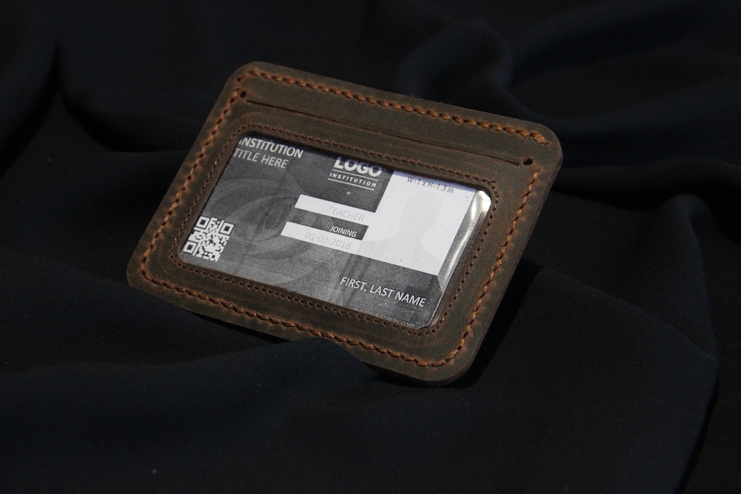 Personalized Leather ID Card Holder, Slim Wallet - Etsy