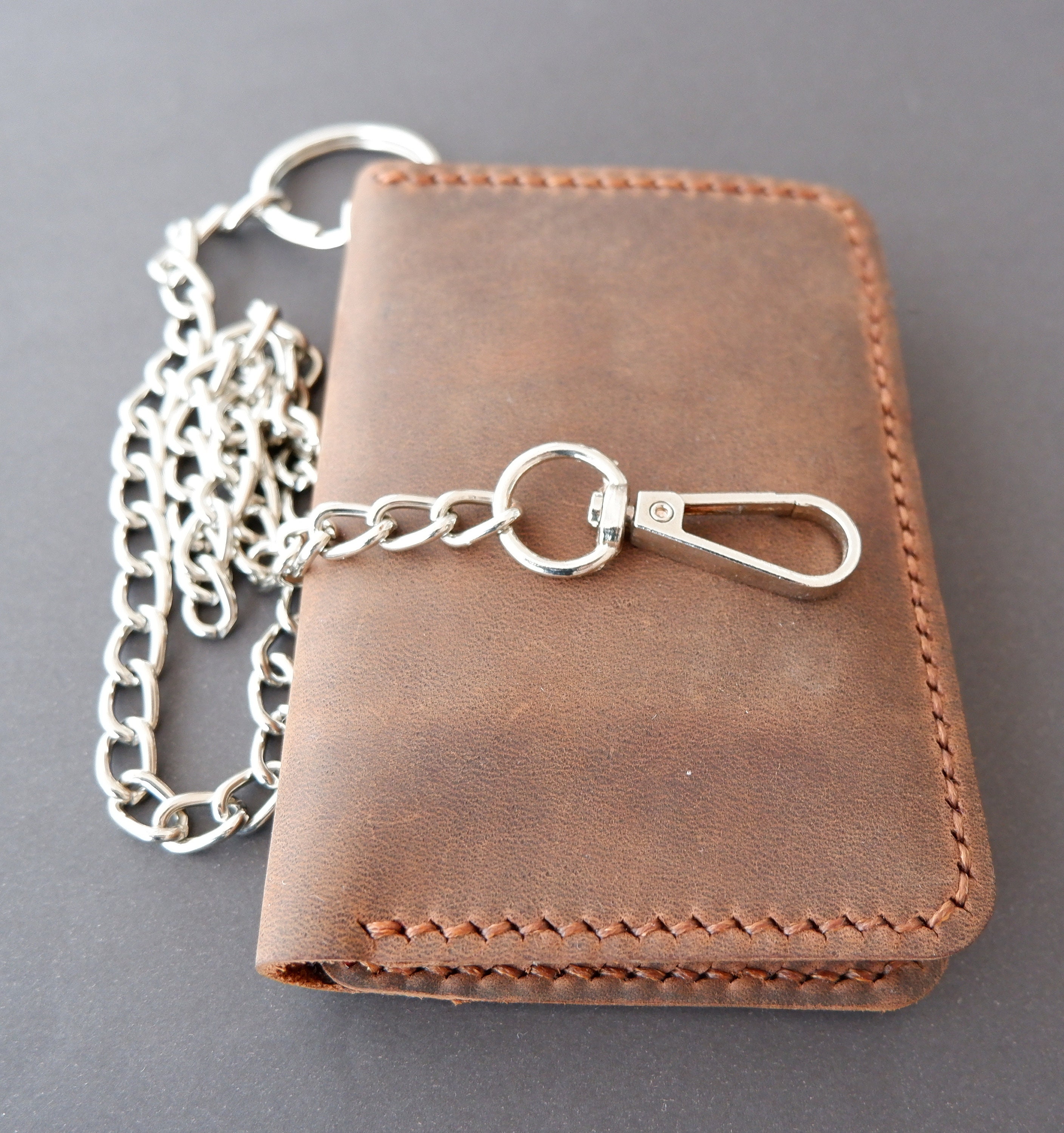 Personalized Leather Chain Walletleather Wallet With - Etsy