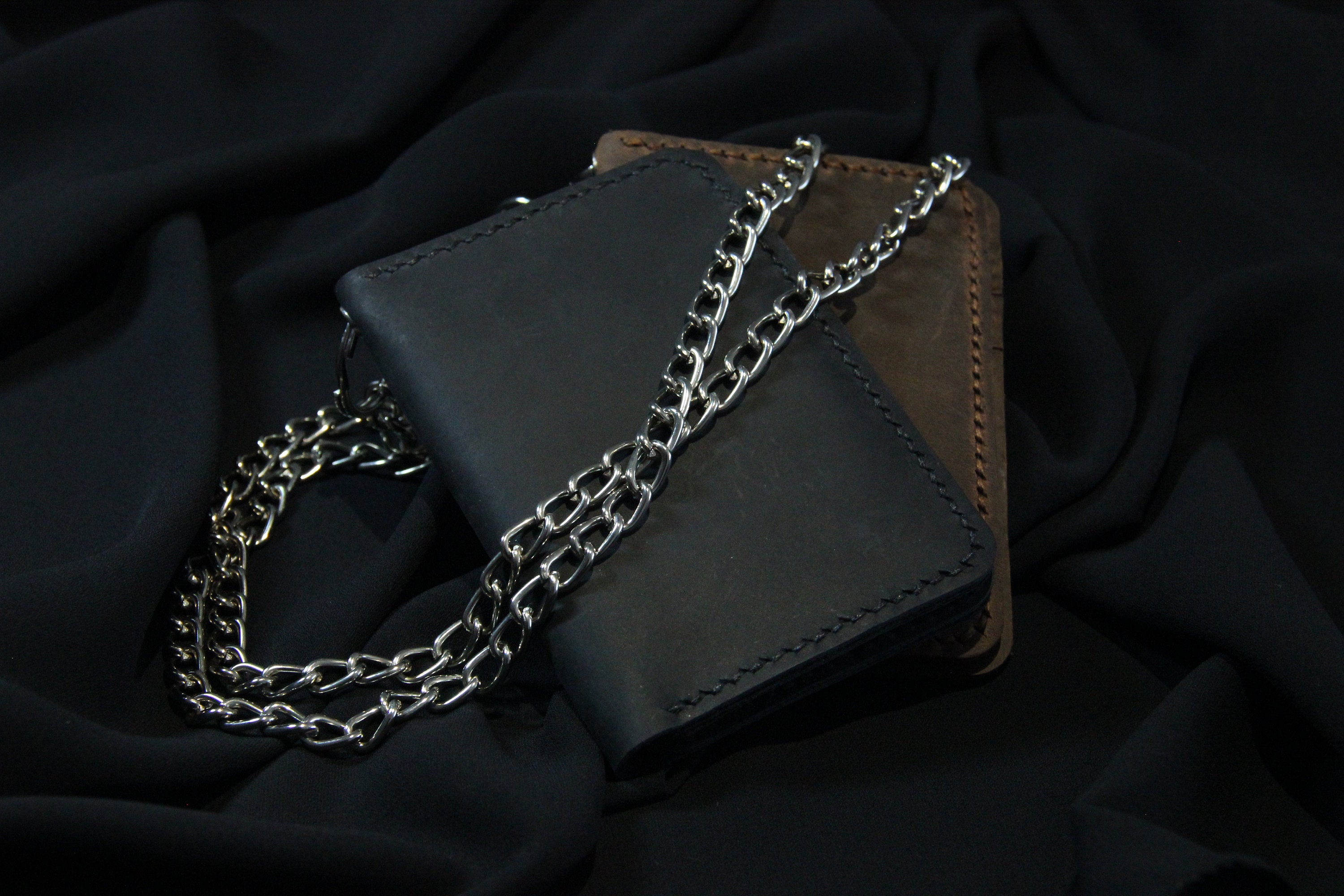 Personalized Leather Chain Walletleather Wallet With - Etsy