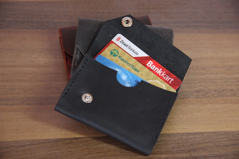 Personalized Business Card Holder With Snap,leather Business Card Case ...
