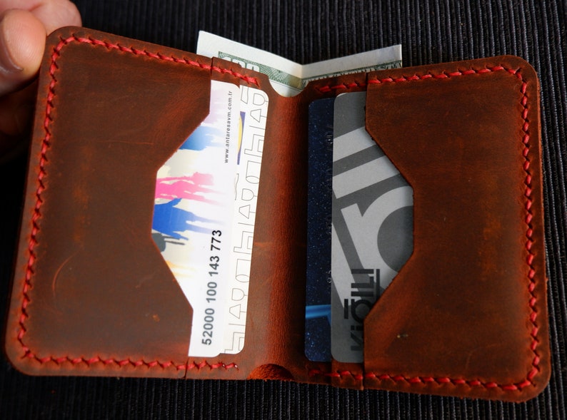 Engraved Leather Bifold Wallet, Personalized Slim Front Pocket Wallet ...
