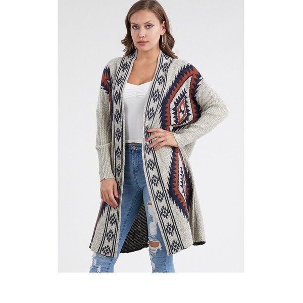 Blue Aztec Cardigan - Etsy