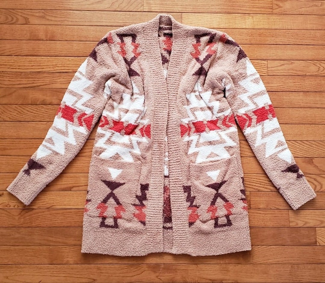 Boho Aztec Western Southwestern Knit Cardigan Sweater Duster Top Tribal ...