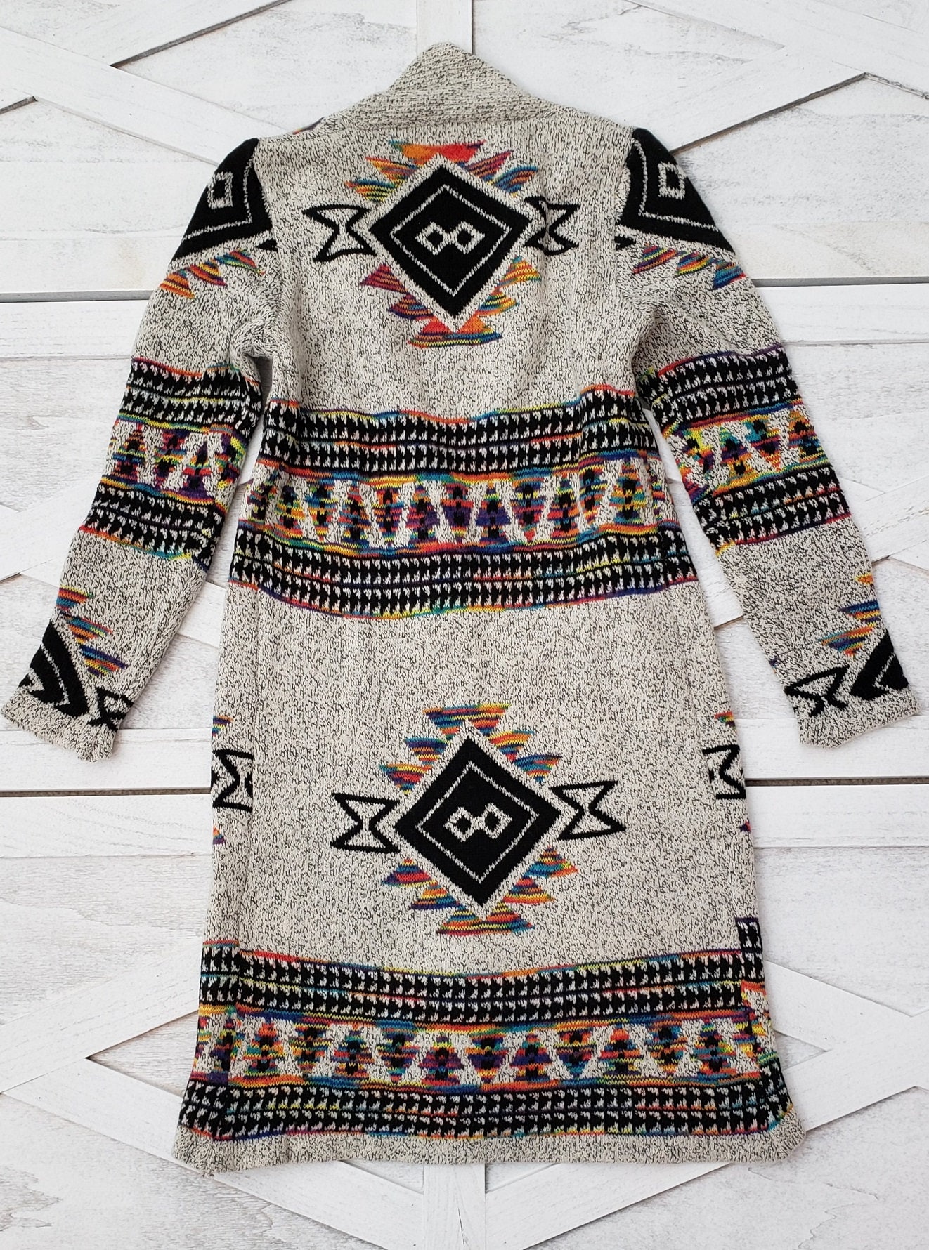 Boho Aztec Tribal Western Knit Long Cardigan Sweater Duster Coat Top Southwestern Fall Winter ...