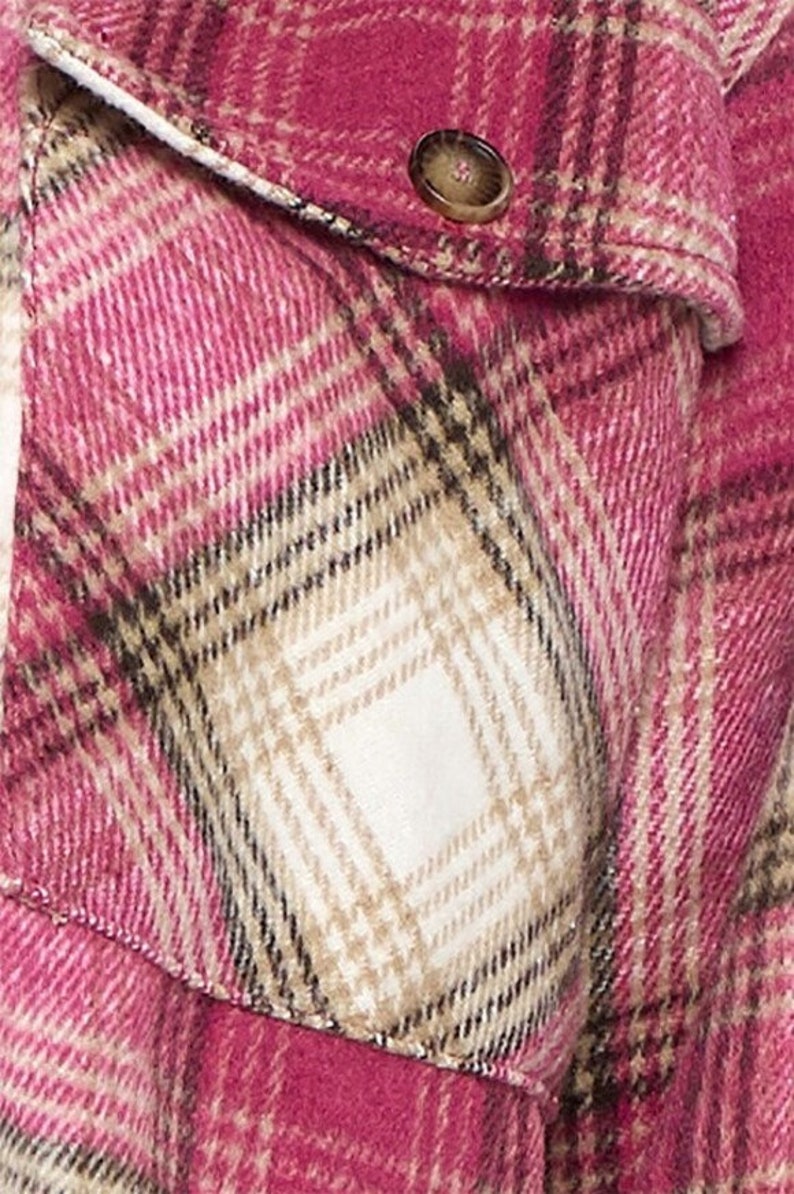 Women's Magenta Pink Plaid Sherpa Fur Lined Flannel Shirt - Etsy