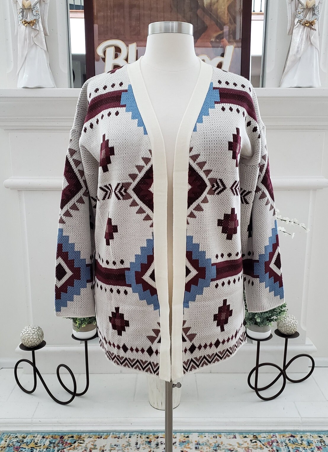 Aztec Navajo Southwestern Knit Cardigan Sweater Duster Top Tribal ...