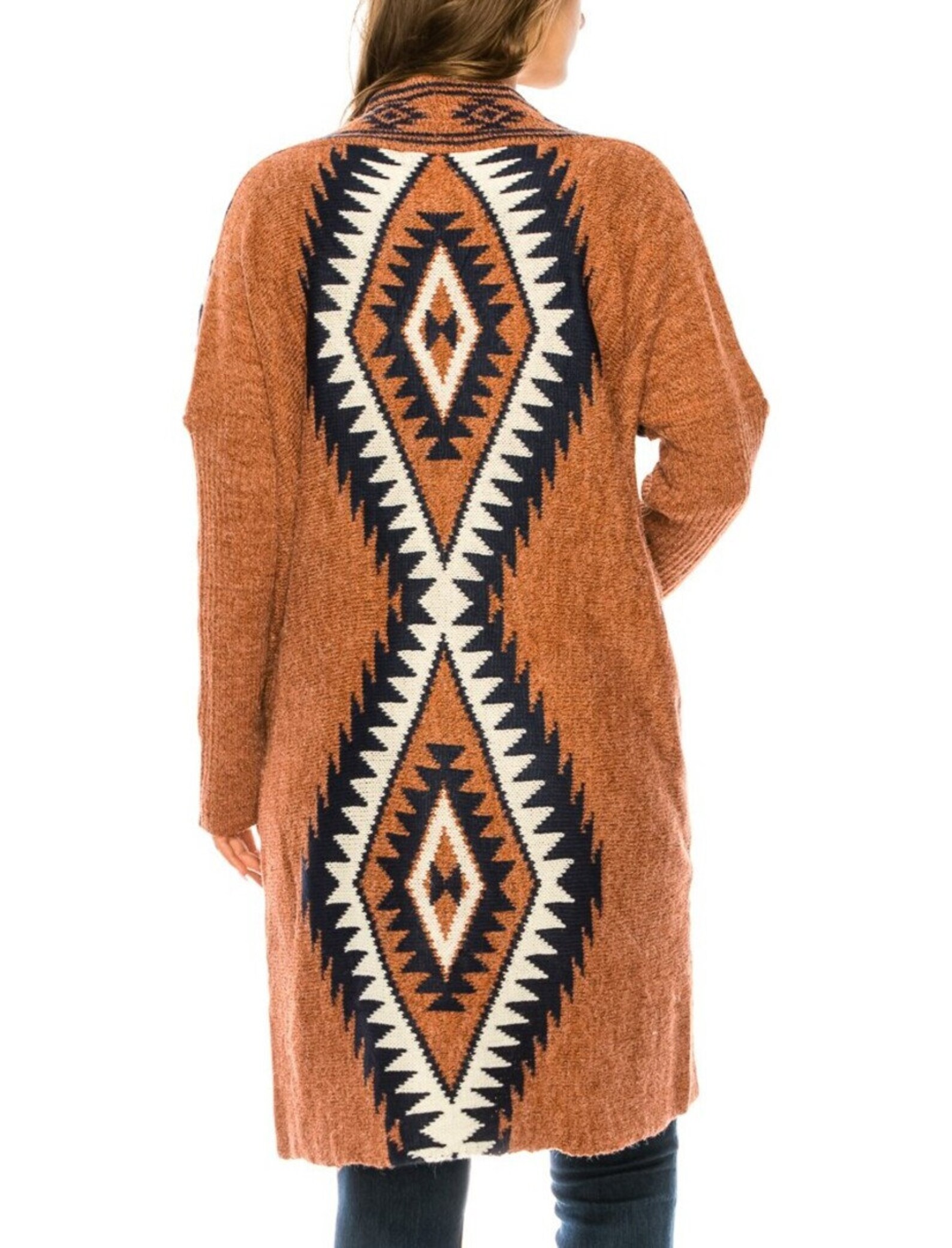 Boho Aztec Tribal Southwestern Print Long Cardigan Sweater Duster Top ...