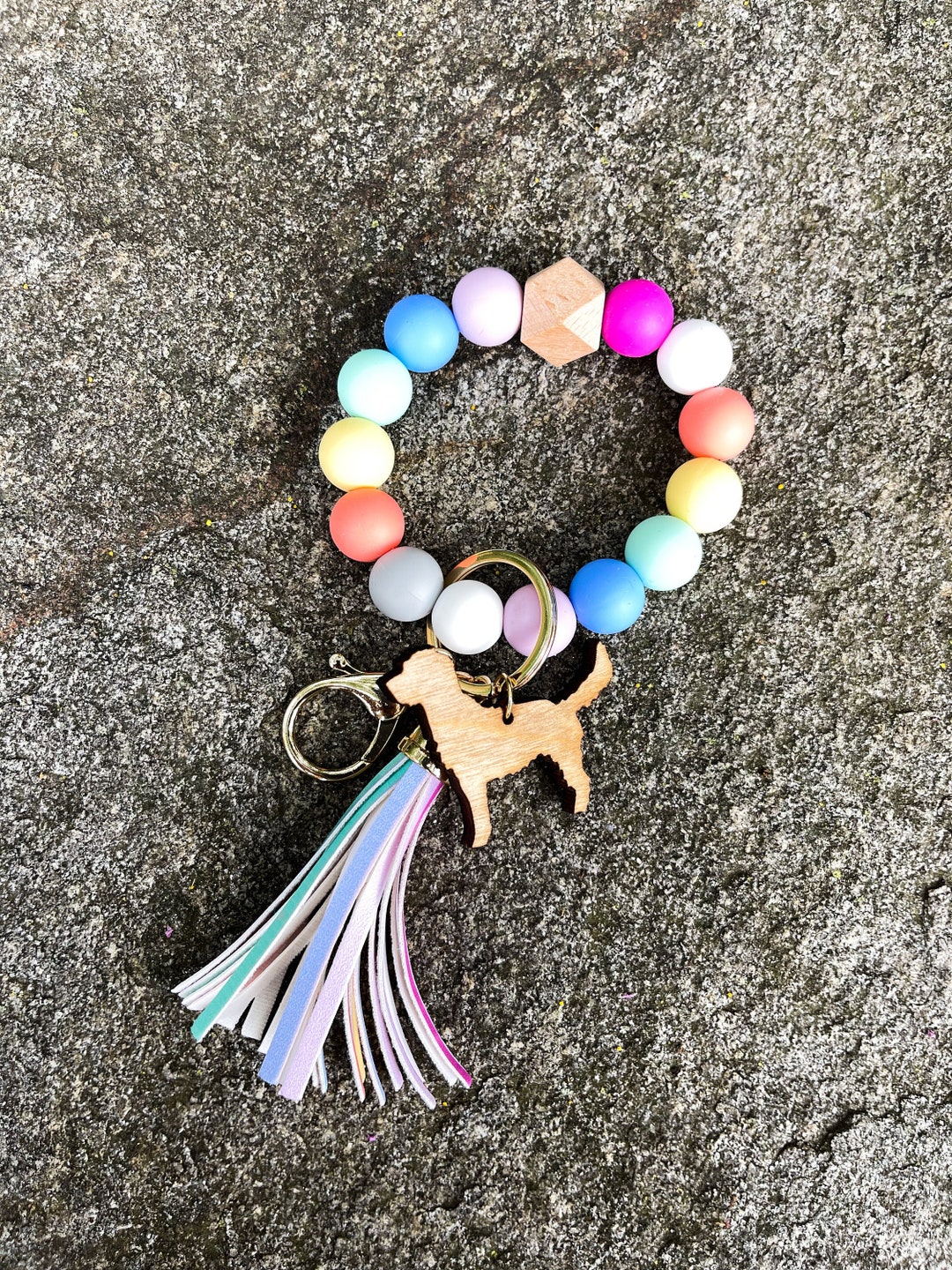 Multicolor Doodle Keychain Rainbow Silicone Beaded Keychain ...