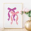 Bows Art Print Ribbon Bows Illustrated Bows Ballet Core Red Art Print ...
