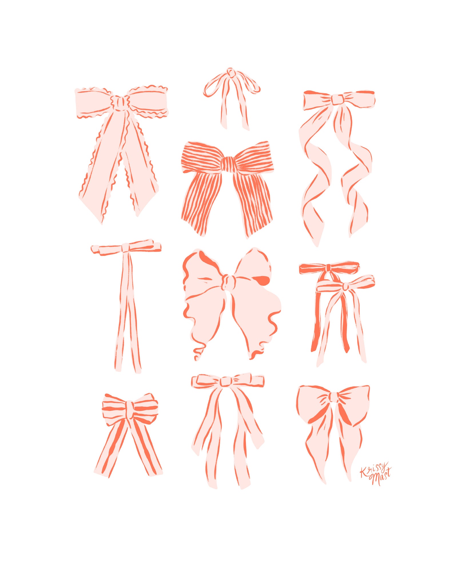 Bows Art Print Ribbon Bows Illustrated Bows Ballet Core Red Art Print ...