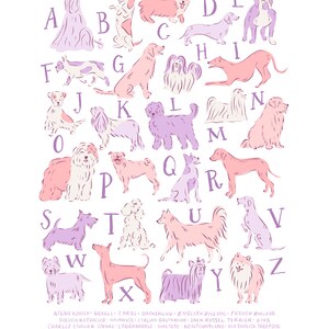 Pink Dog Alphabet Print for Nursery - Dog Nursery Wall Decor - Purple ...