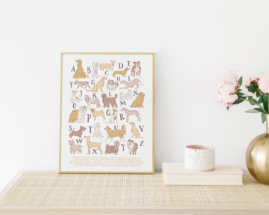 Gender Neutral Dog Alphabet Print for Nursery - Dog Nursery Wall Decor ...