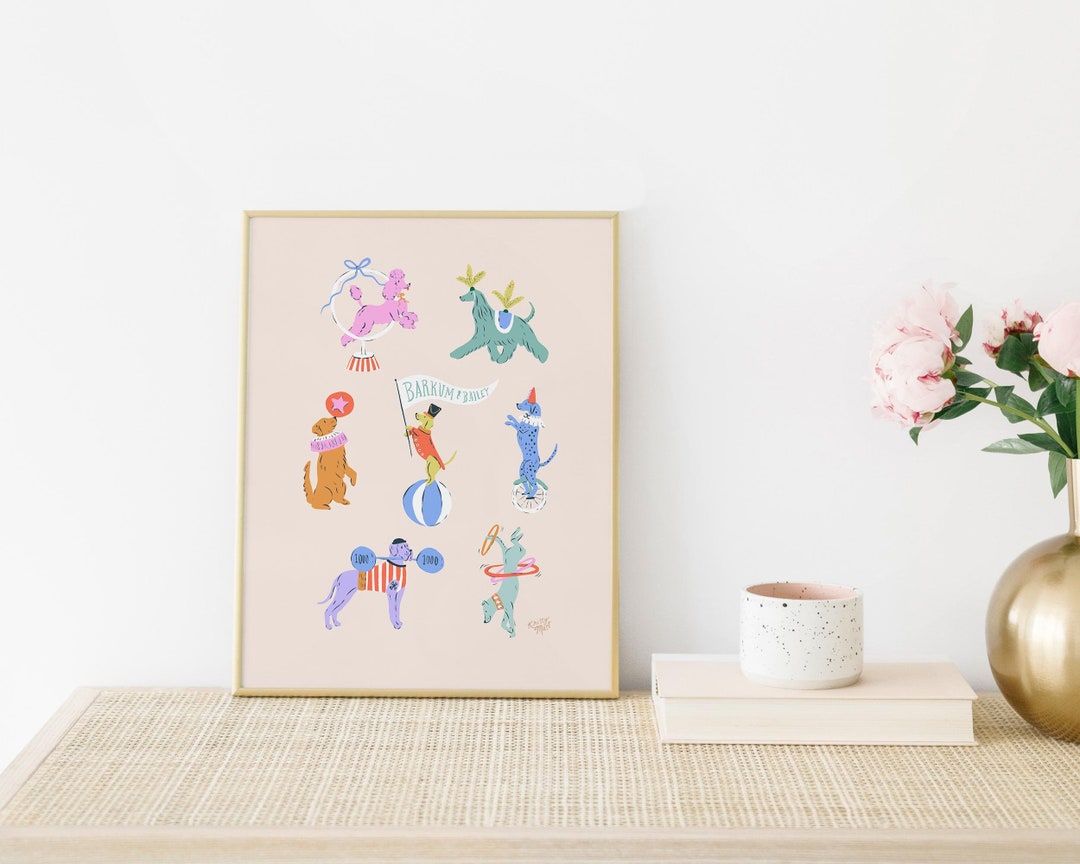Circus Dog Art Print - Vintage Circus Art - Kids Room Dog Art Print ...