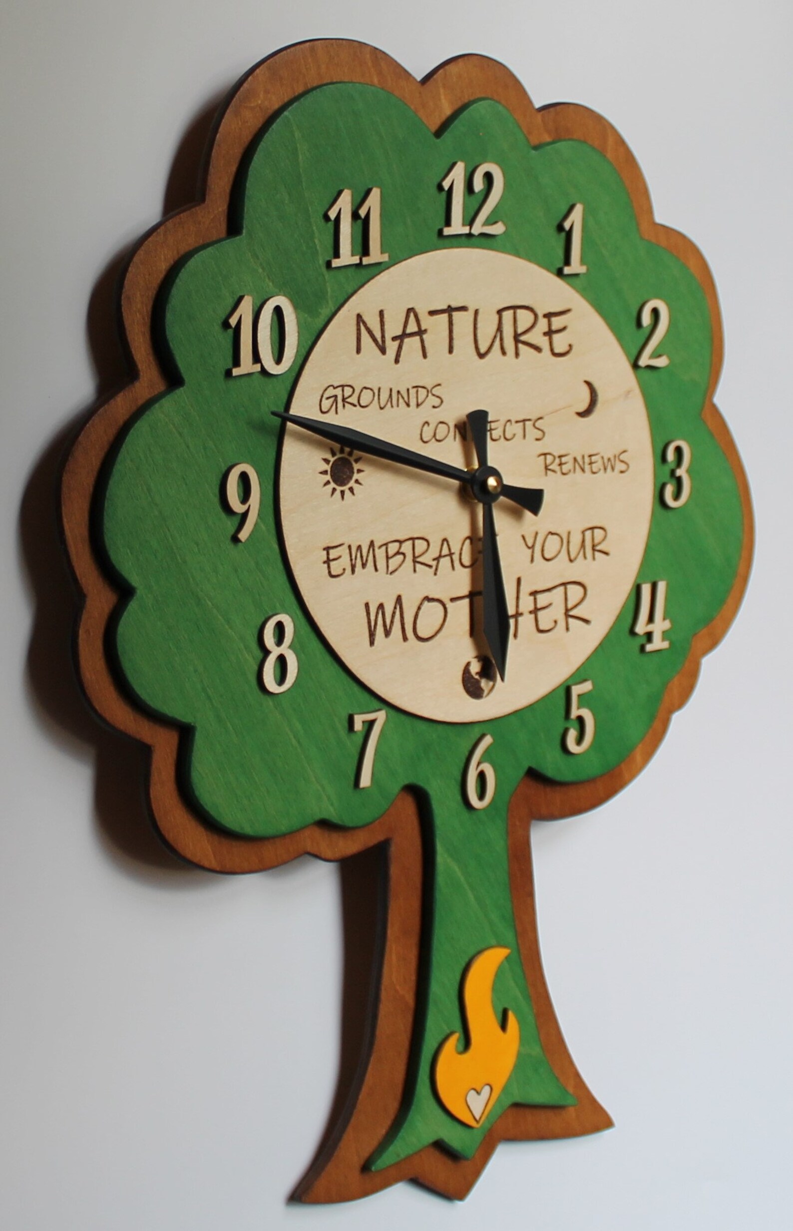 Art Wall Clock With Numbers, Tree, Wood, Colorful, Fun, Encouraging - Etsy