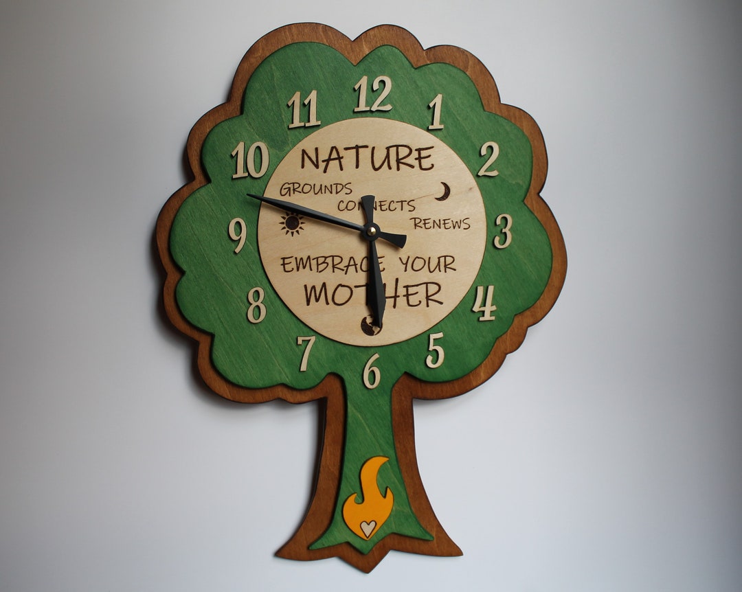 Art Wall Clock With Numbers, Tree, Wood, Colorful, Fun, Encouraging - Etsy