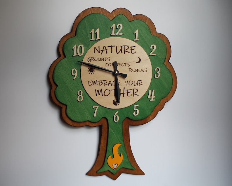 Art Wall Clock With Numbers, Tree, Wood, Colorful, Fun, Encouraging - Etsy