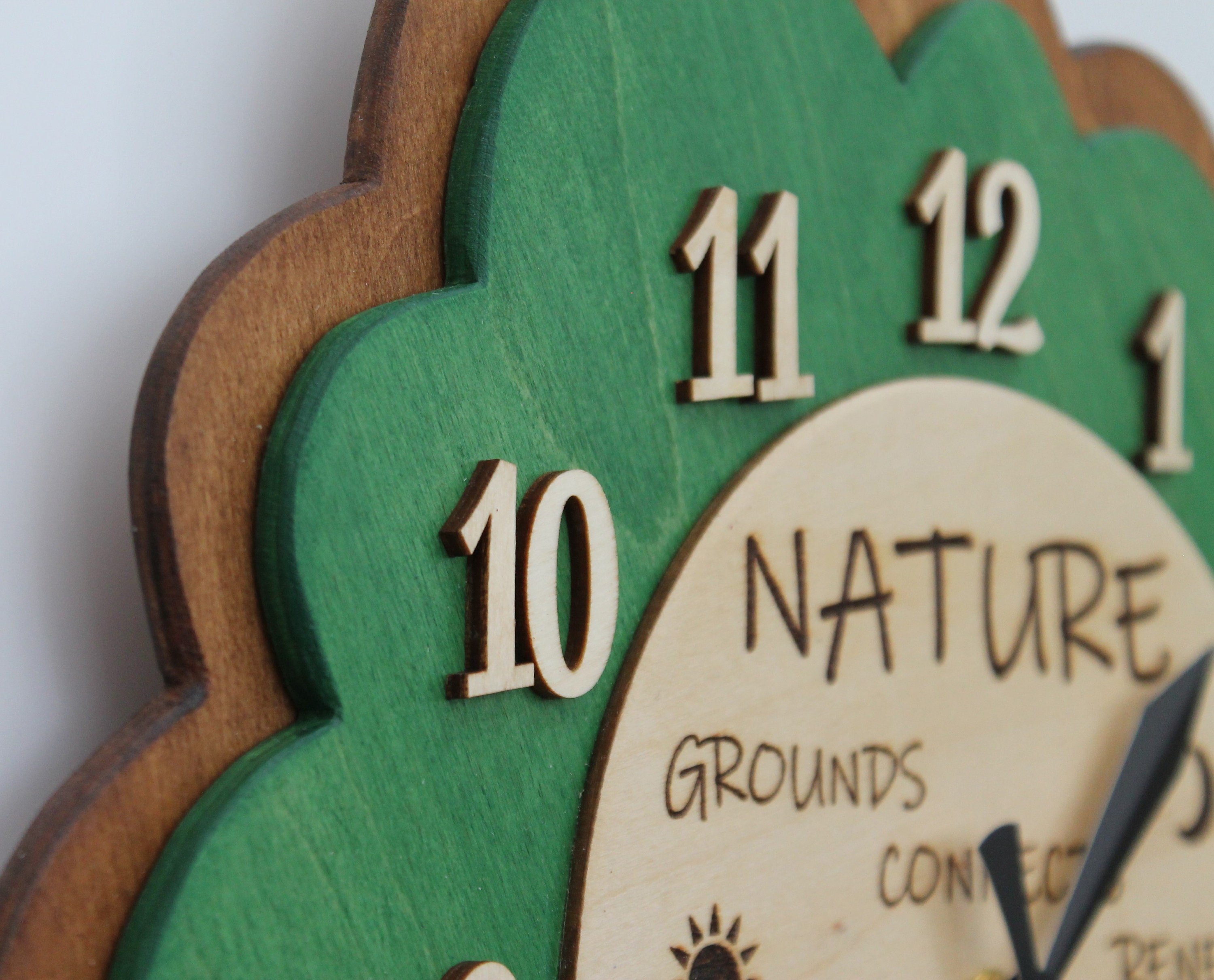 Art Wall Clock With Numbers, Tree, Wood, Colorful, Fun, Encouraging - Etsy