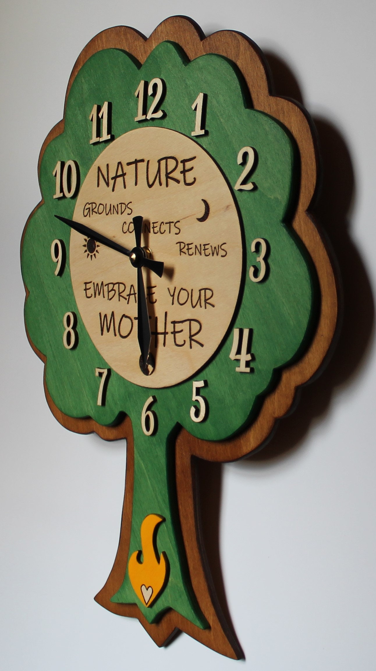 Art Wall Clock With Numbers, Tree, Wood, Colorful, Fun, Encouraging - Etsy