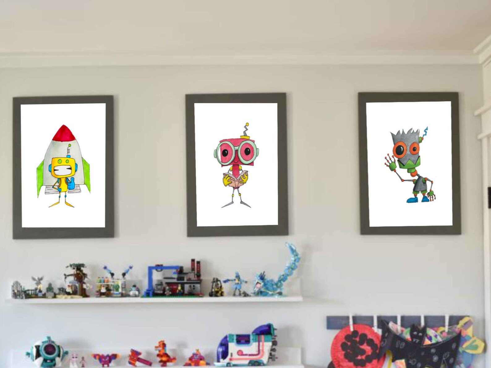 Robot Printable Art Set of 3 Playroom Wall Art Printable Decor - Etsy