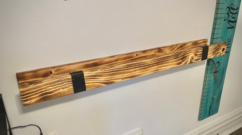 Farmhouse Rustic Floating Wood Shelf With Brackets, Book Picture Art ...